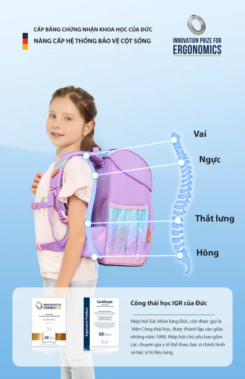 Balo tiger family chống gù cho bé TG-065A (thương hiệu Đức)