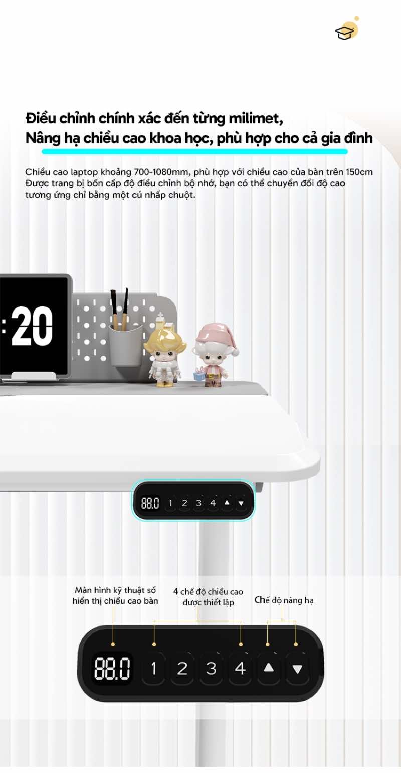 Bàn học làm việc nâng hạ điện A12001